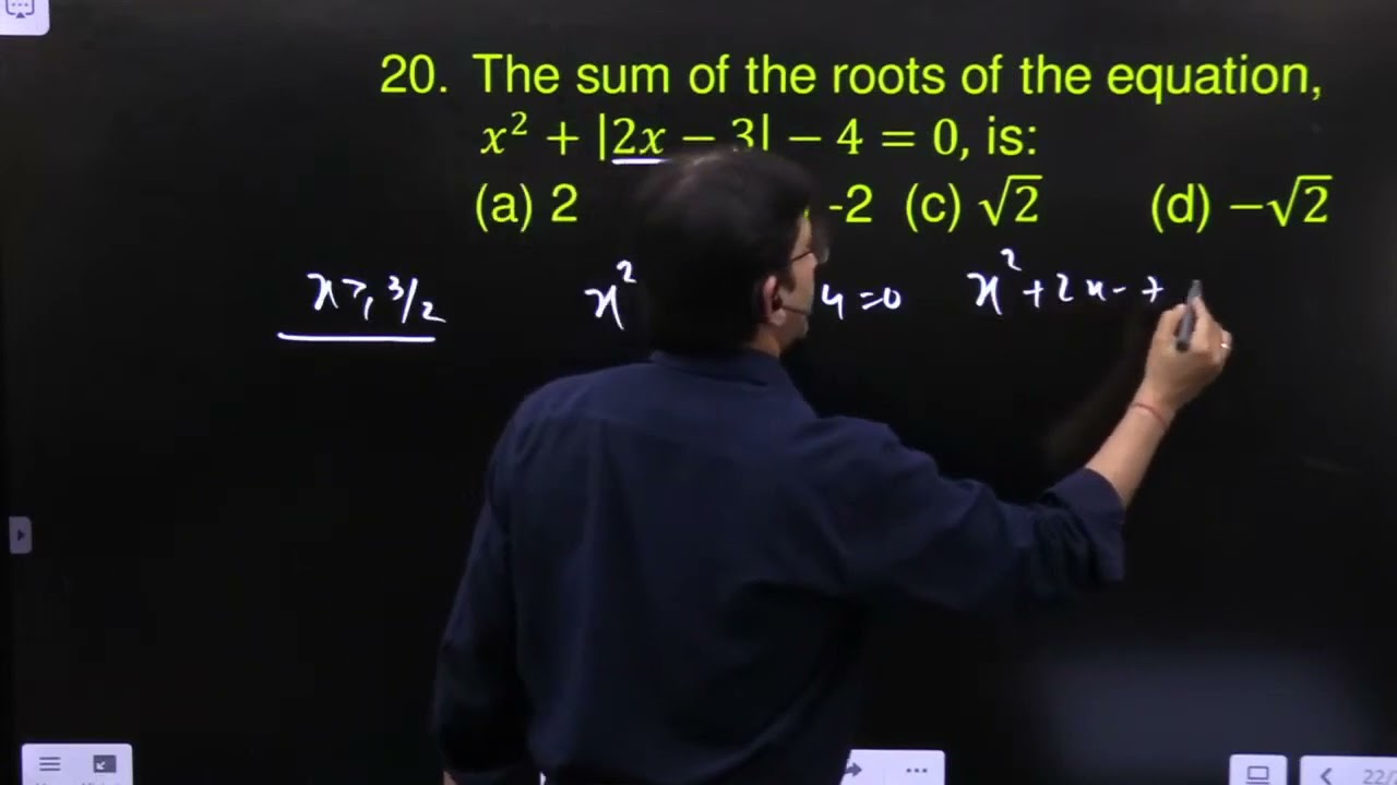 The Sum Of The Roots Of The Equation X 2 2x 3 4 0 Is YouTube the-sum-of-the-roots-of-the-equation-x-2-2x-3-4-0-is-youtube