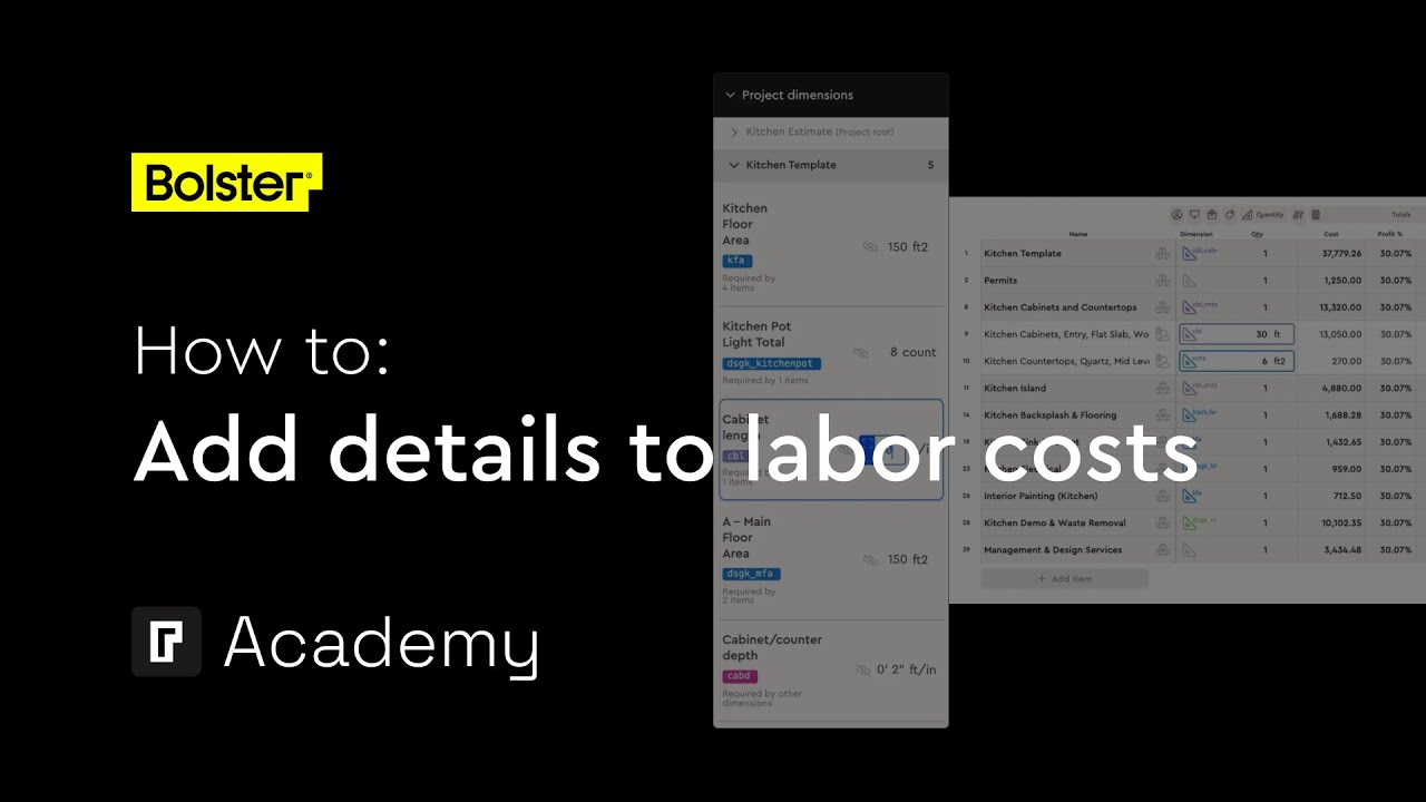 Labor Costing Detail - Estimating tutorials - Bolster academy - YouTube