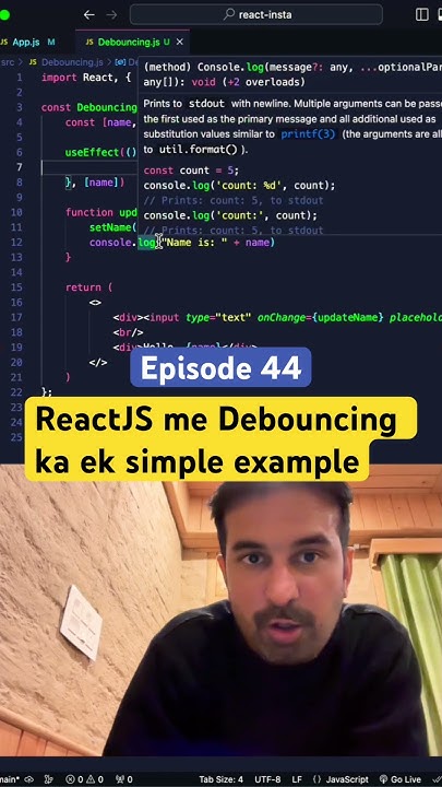 Debouncing ka basic Example in ReactJS 😎 #reactjstutorial - YouTube