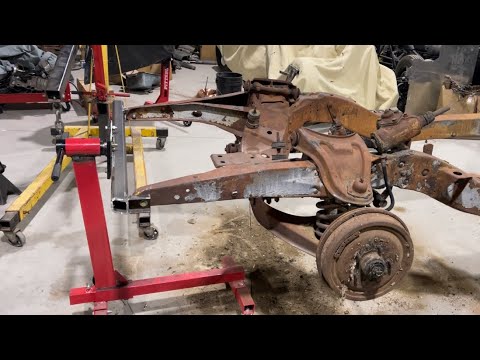 Frame rotisserie out of harbor freight engine stand - YouTube