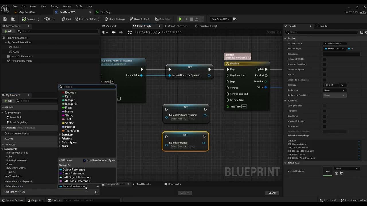 Unreal Engine How to create variables 1 Material instance 2 Material instance dynamic - YouTube