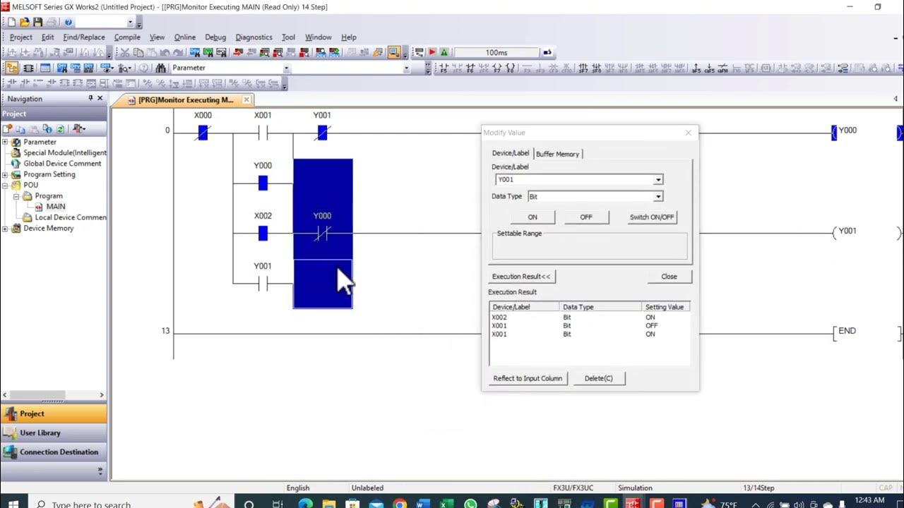 ️Forward & Reverse ladder program in Mitsubishi PLC Fx-CPU with GX ...