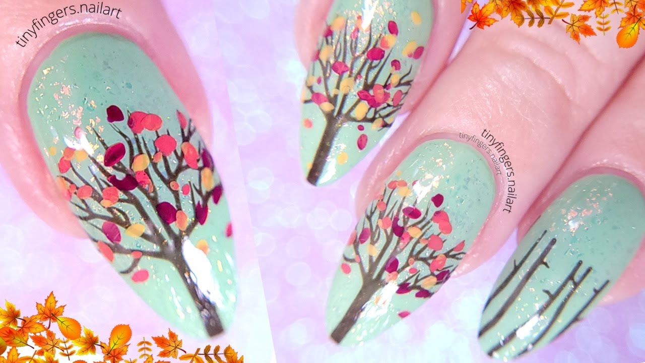 Fall stamping nail art | Trees and leaves 🍁🍂 - YouTube