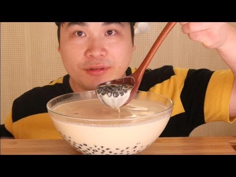 Okinawa black sugar bubble tea Mukbang~!! Real sound social eating Mukbang(Eating Show)