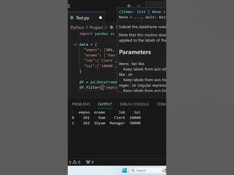 Pytho Intervew question 2024,Pandas Dataframe Filter Column, Python #shorts #viral #python # ...