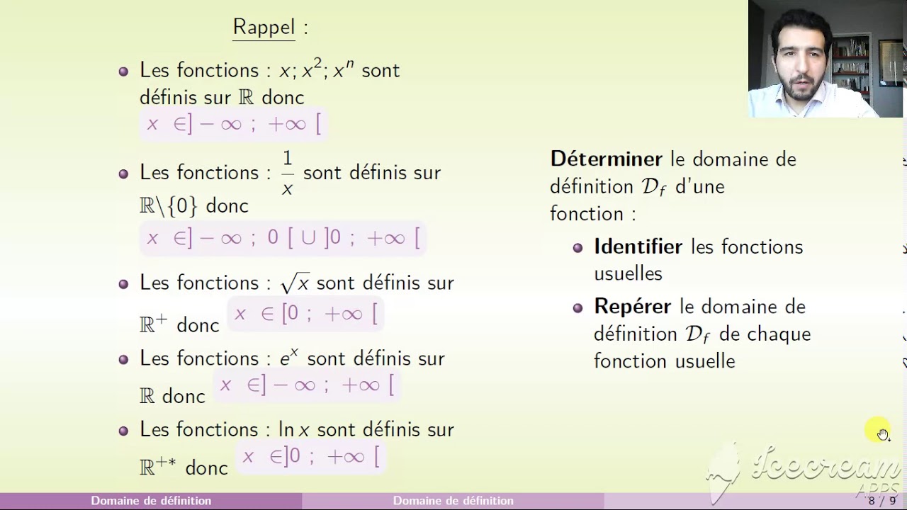 Etablir un domaine de définition - Application - YouTube