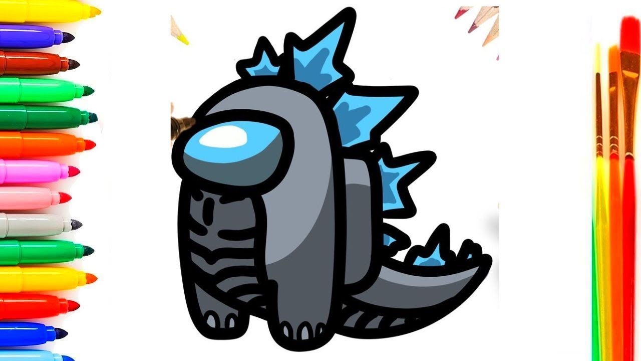 🚗🍭 drawing for kids / HOW TO DRAW AMONG US GODZILLA / गॉडज़िला अमेरिका ...