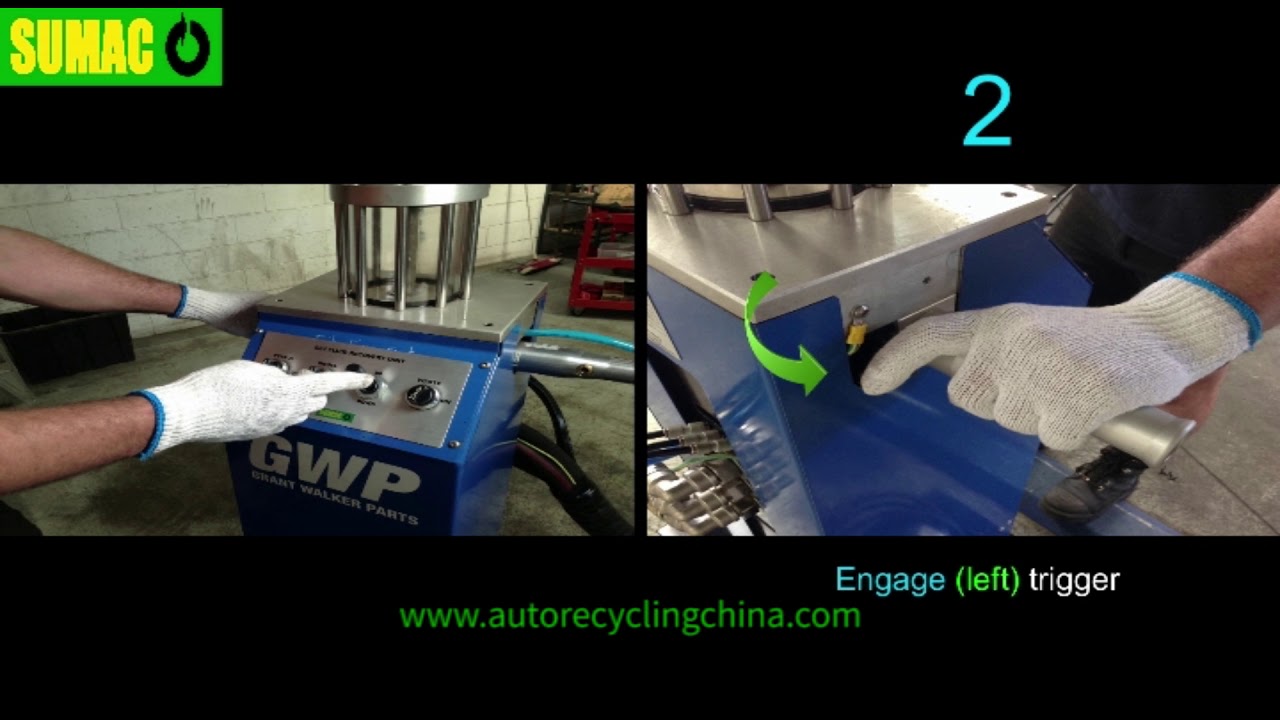 ELV fluid recovery process by SUMAC auto recycling equipment - YouTube