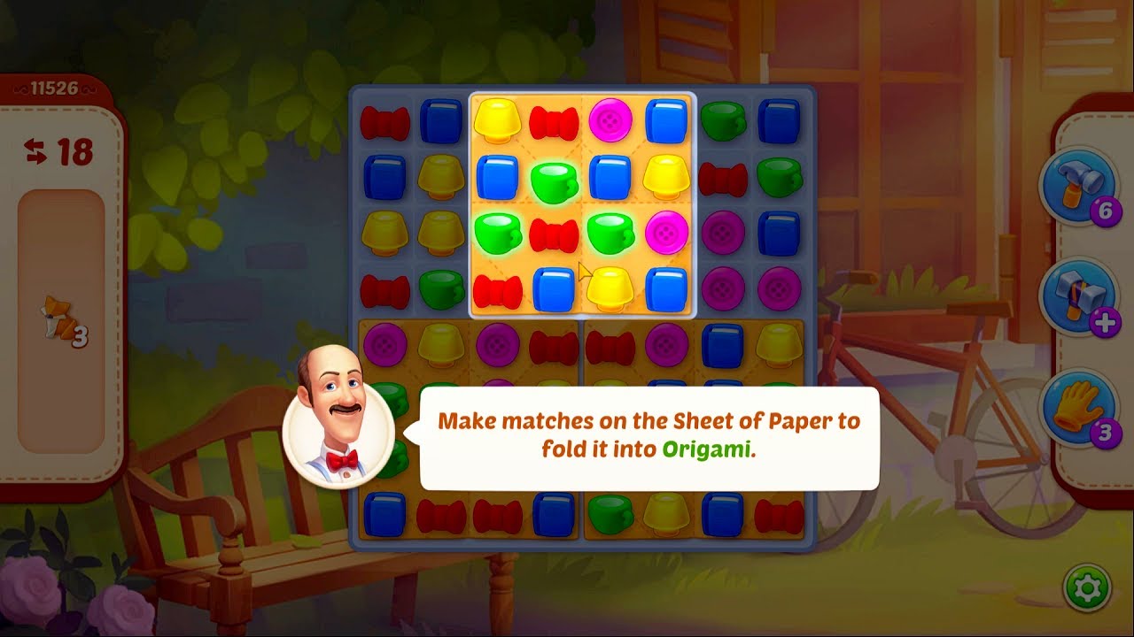 Homescapes Level 11526 - Origami - new element #Bubunka - YouTube