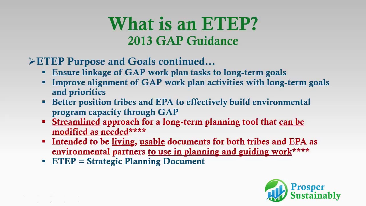 ETEP Template, ETEPs and GAP Work Plans, Online Training & Series - 11 ...