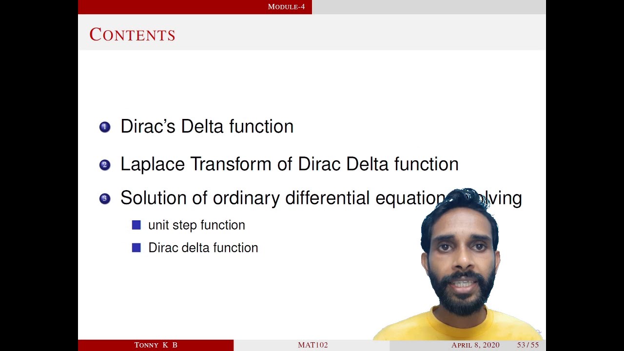 Dirac delta function | Laplace Transform | Mod04-05 - YouTube