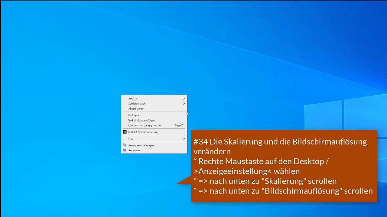 34 Die Skalierung und die Bildschirmauflösung verändern - YouTube
