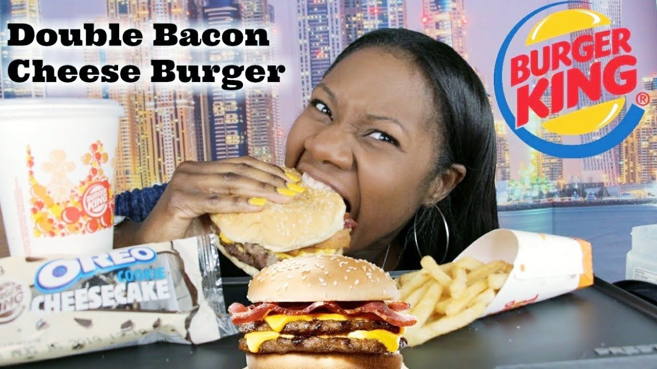 Double Bacon Cheese Burger Mukbang | The Chomp Queen - YouTube