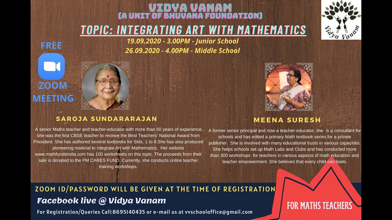 Vidya Vanam School's Webinar on "Integrated Art With Mathematics" - YouTube