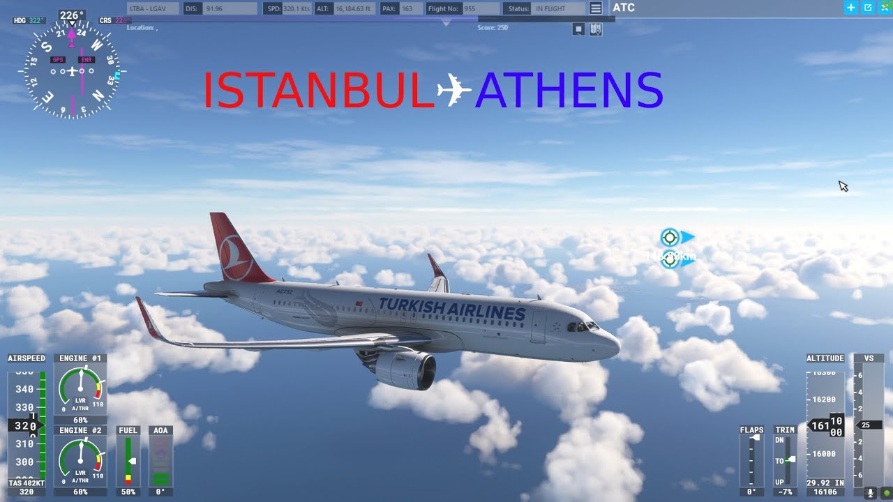 Turkish A320 Istanbul 🛬 Athens Flight Simulator RTX 3060 High End New ...