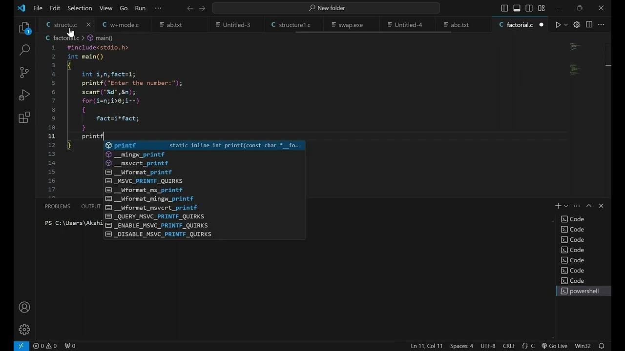 Program to find factorial of a given number in C programming language - YouTube