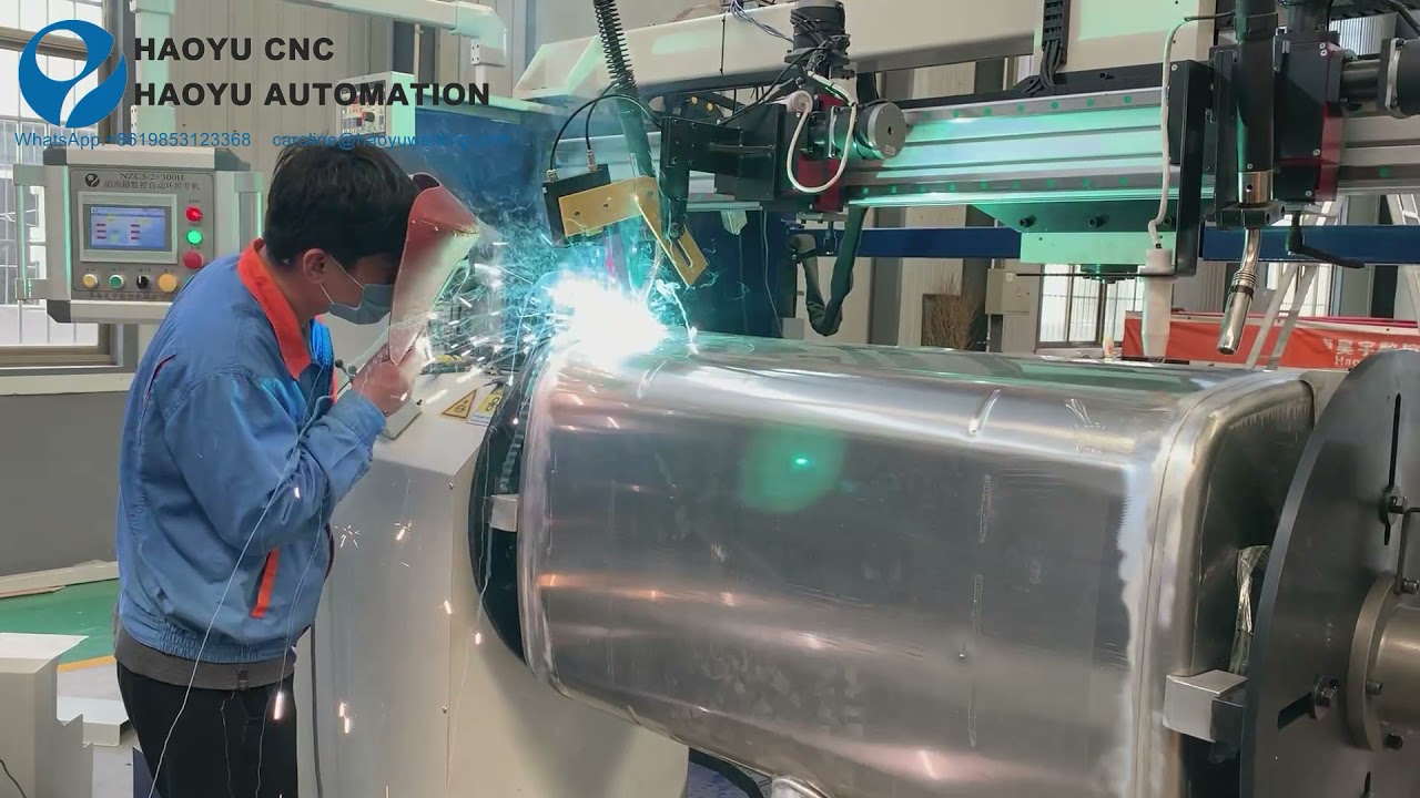 Fuel tank automatic welding machine with laser tracker - YouTube