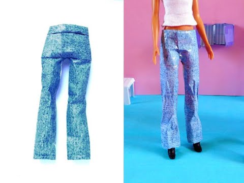 Origami Jeans - Make paper jeans for dolls - YouTube