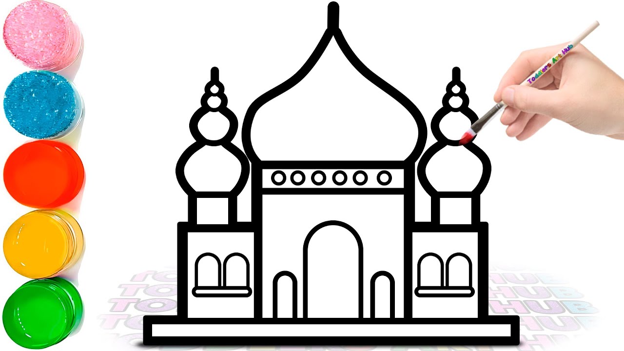 How to draw Taj Mahal easy step by step drawing | Drawing Taj Mahal ...