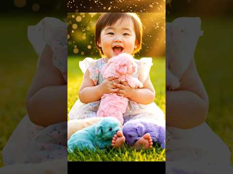 Cute Girl with Baby dogs #hijab #islamicprayer #dog #islam #shorts