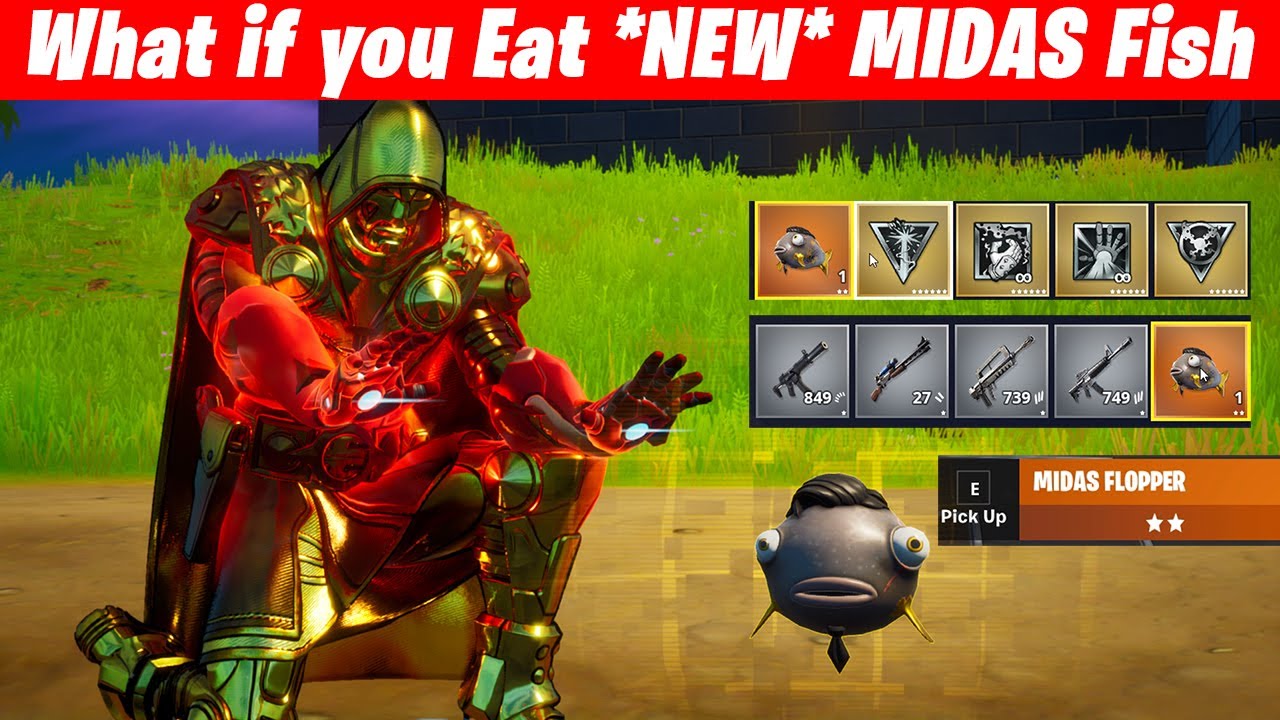NEW MIDAS Fish Fortnite (what happens if you Eat MIDAS Flopper) - YouTube