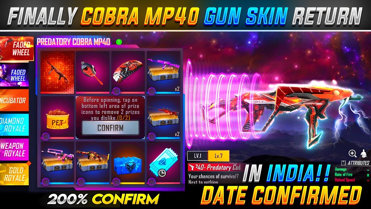 FREE FIRE COBRA MP40 RETURN CONFIRM DATE | COBRA MP40 RETURN KAB AAYEGA ...
