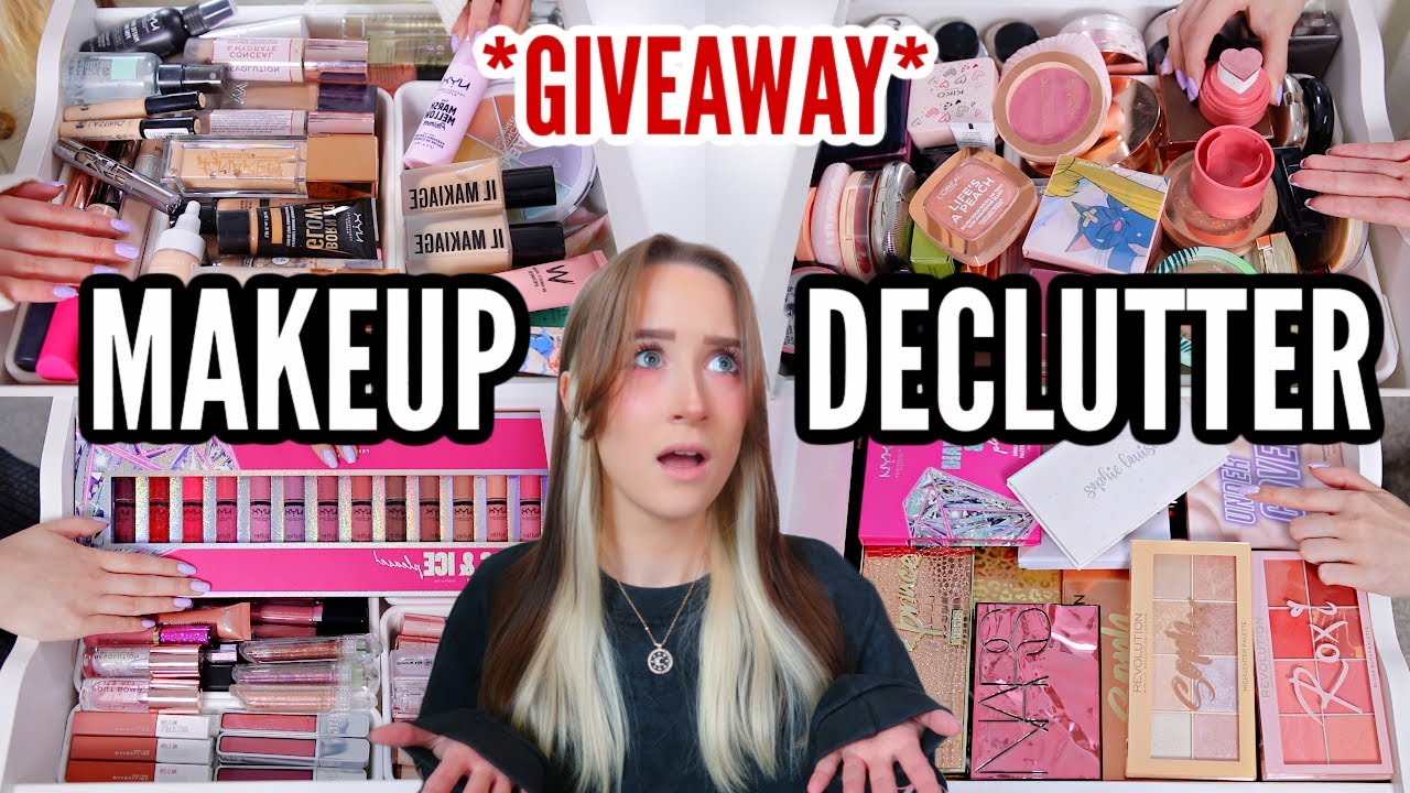 MAKEUP COLLECTION DECLUTTER 2021! *GIVEAWAY* - YouTube