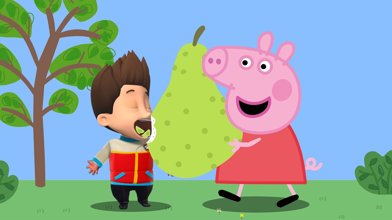 Peppa Pig gives PAW Patrol big giant pear - YouTube