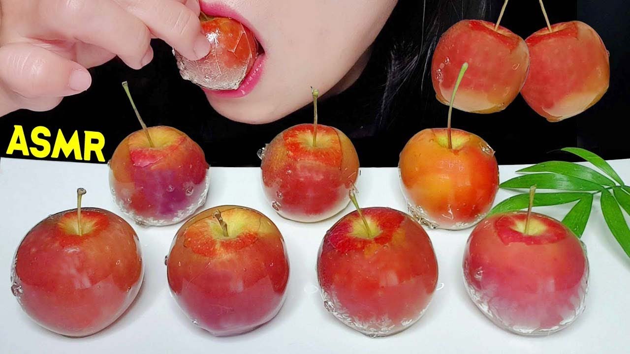ASMR MINI APPLE TANGHULU *CANDY APPLES* Eating Sounds 미니사과 탕후루 사과사탕 리얼 ...