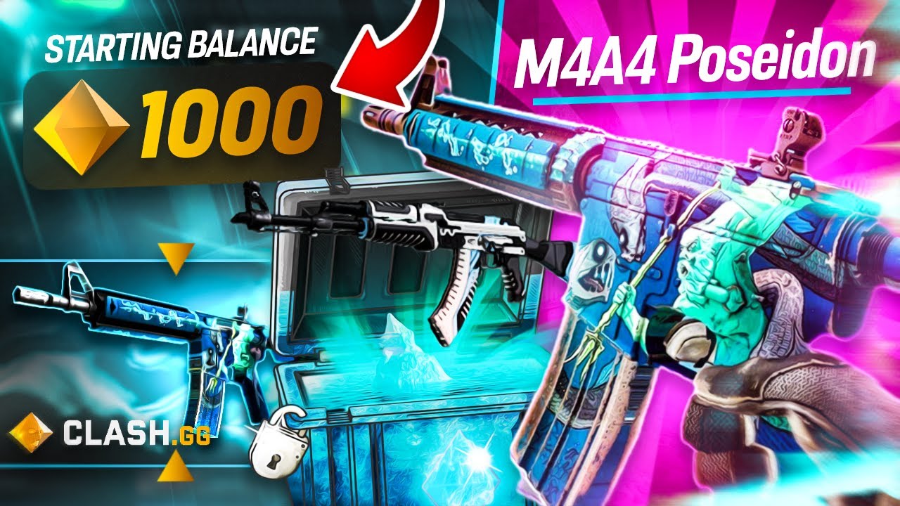 M4A4 POSEIDEN FROM A CSGO CASE!?! (csgo gambling) 1000$ start - YouTube