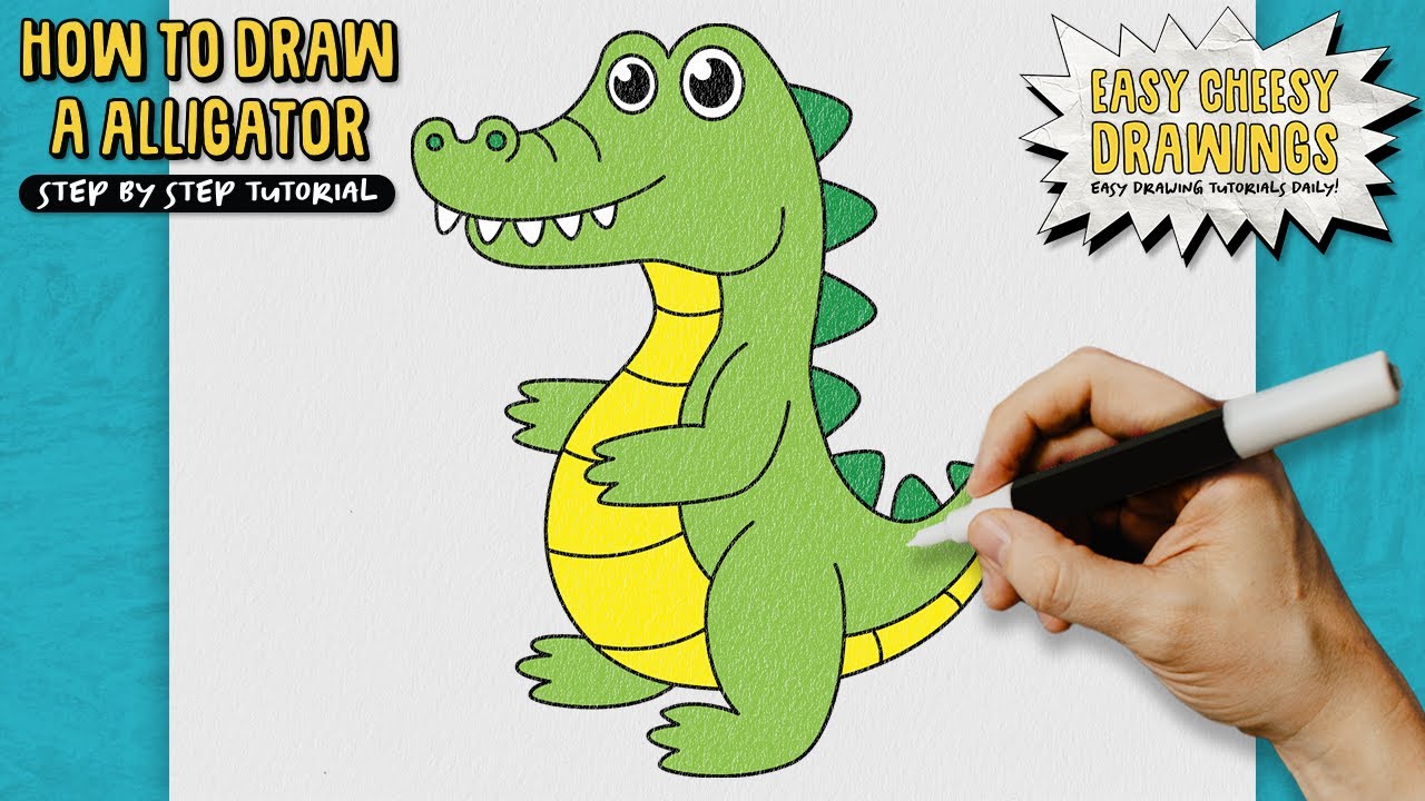 How to Draw a ALLIGATOR | Easy Step-By-Step Drawing Tutorial - YouTube