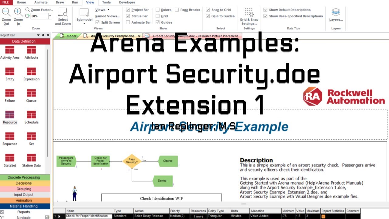Arena Examples: Airport Security.doe - Extension 1 - YouTube