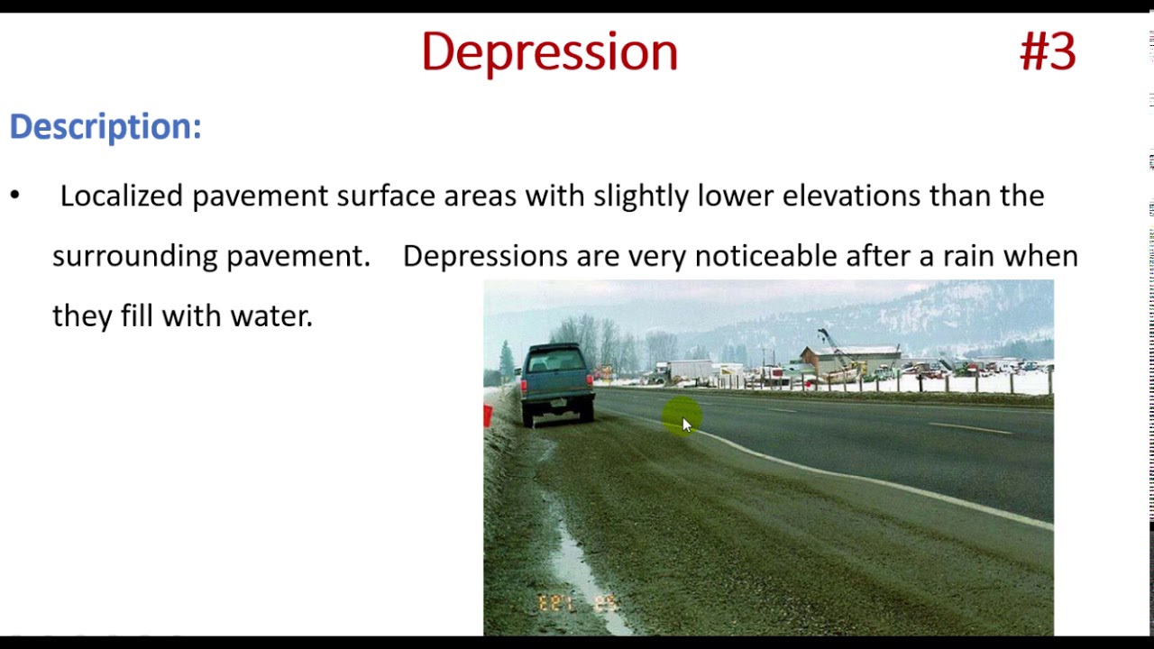 Depression | Defects in pavement | Civil Engineering Content | - YouTube