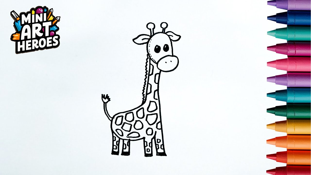 How to draw a Giraffe - Easy Giraffe Drawing | Mini Art Heroes - YouTube