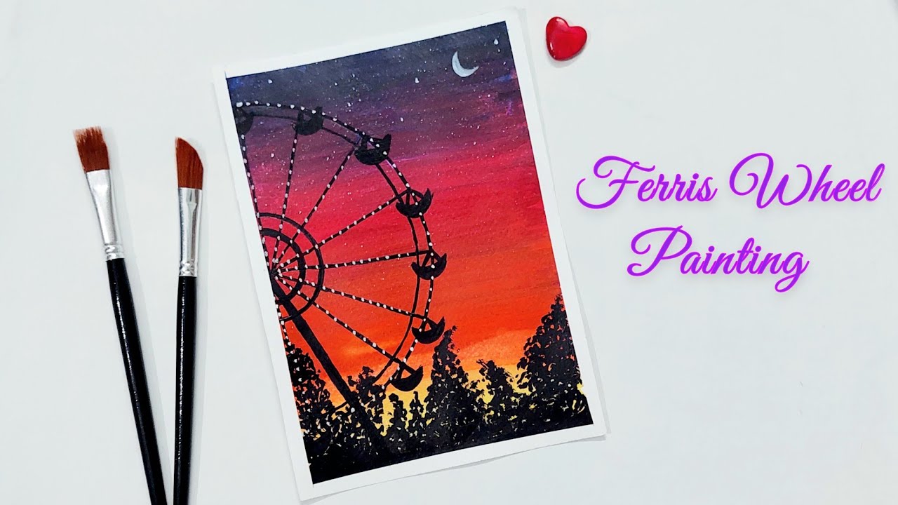 Easy Acrylic Painting || Ferris Wheel Painting For Beginners ||Sunset ...
