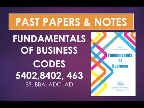 Past Paper & Notes, Fundamentals of Business, Code 5402, 8402, 463 ...