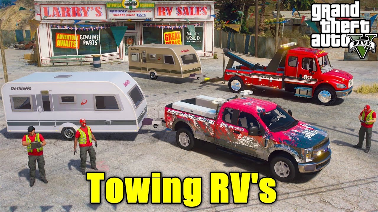 Ace Towing Convoy Hauling Camper Trailers To Larry's RV Dealership ...