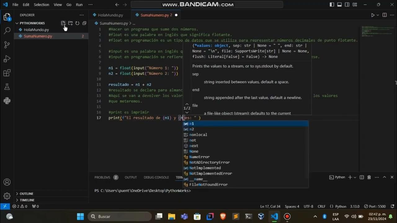 Suma de 2 Números en Python - YouTube