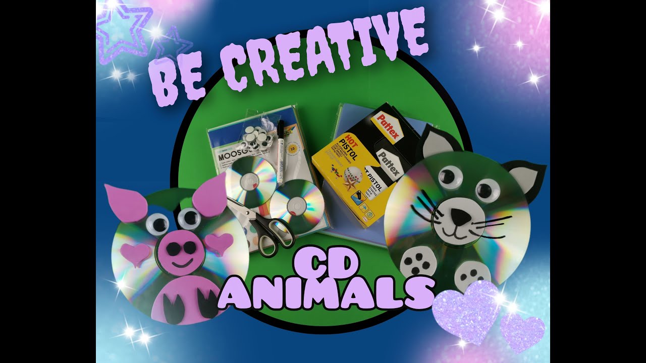 DIY, CD Animals Craft, Recycle of Old CD, Cat, Pig Face by using Waste ...