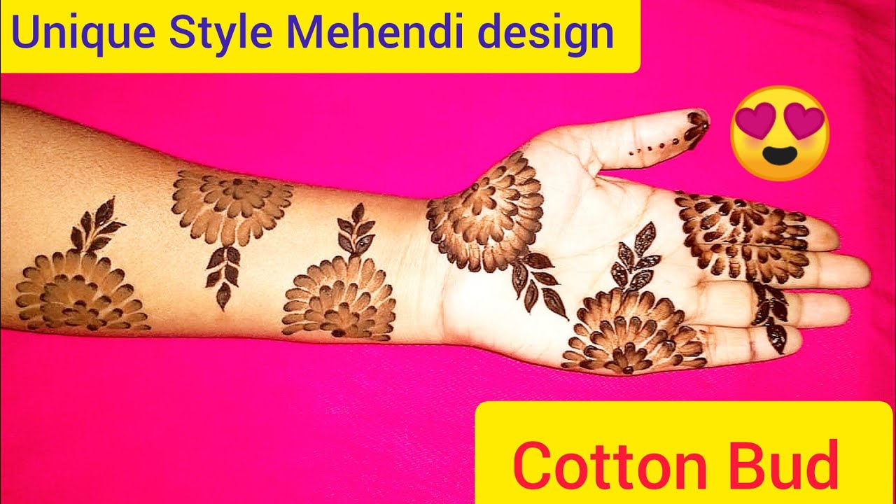Simple Beautiful Mehendi Design With Cotton Bud Front Hand😊Cotton Bud ...
