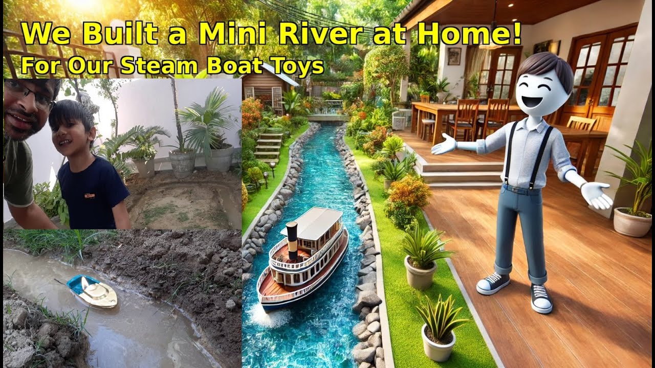 "We Built a Mini River in Our Garden for our Steam Boat Toy!" 🚤🔥 - YouTube