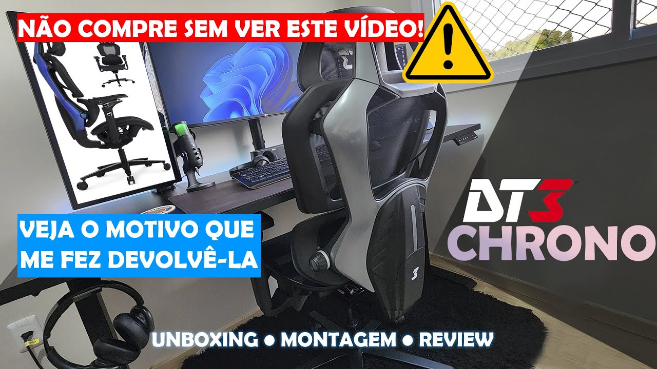 Cadeira Gamer DT3 Chrono (Cadeira Ergonômica) - Unboxing | Montagem ...