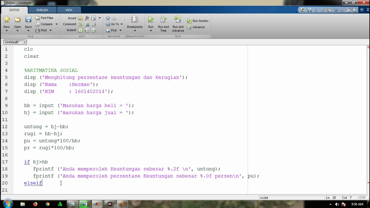 Cara Menghitung Persentase Keuntungan dan Kerugian Menggunakan MATLAB ...