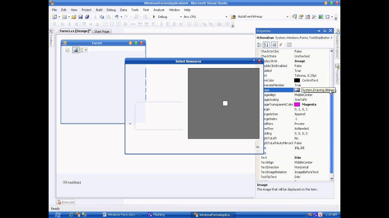 C# WindowsForm - Working with the toolbar - YouTube