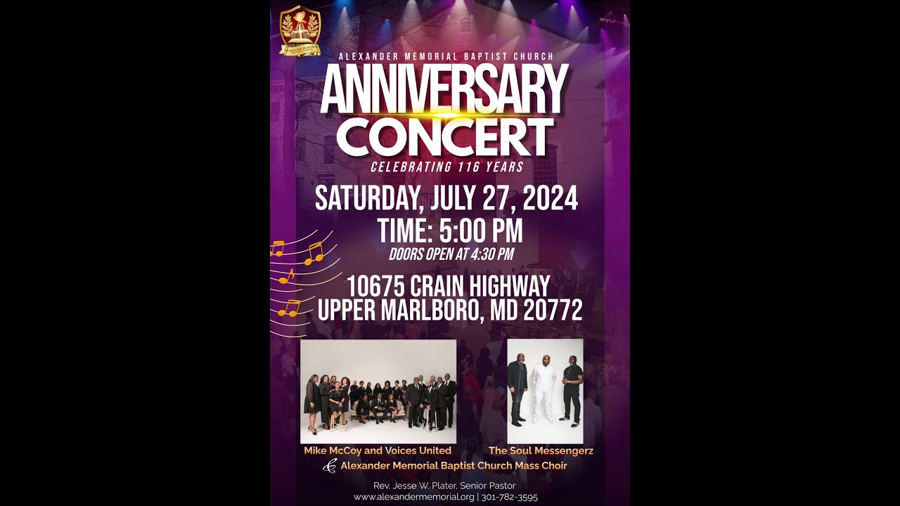 116th Church Anniversary Concert - Alexander Memorial Baptist Church ...