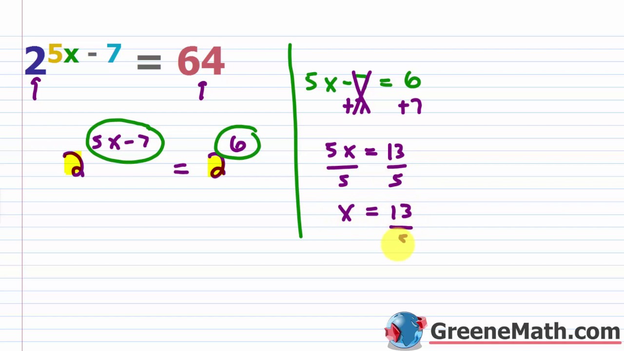 How To Solve Exponential Equations With Like Bases YouTube How To Solve Exponential Equations With Like Bases YouTube