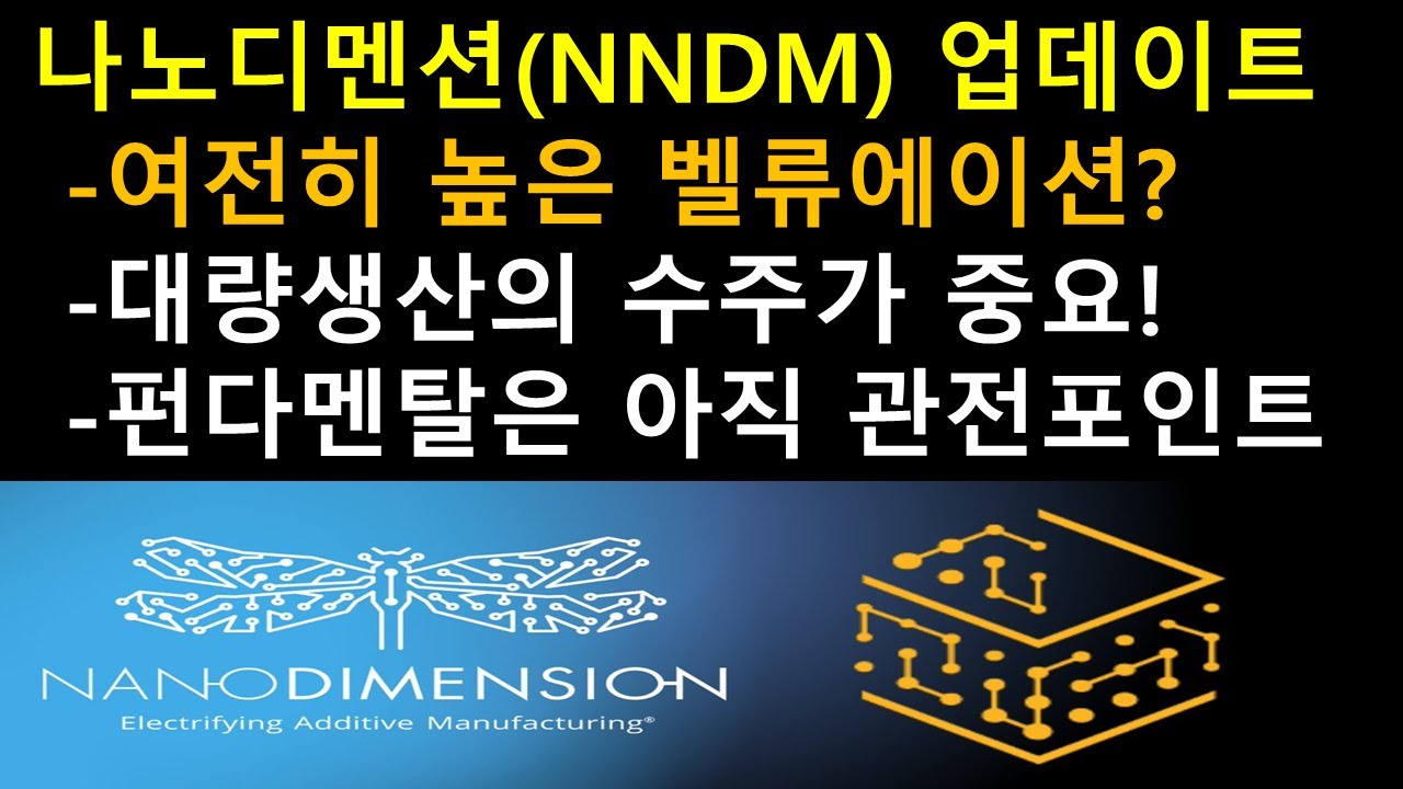 나노디멘션(NNDM) 업데이트 분석 1. 여전히 높은 벨류에이션? 2. 대량생산의 수주가 중요 3. 펀다멘탈은 아직 관전포인트 ...