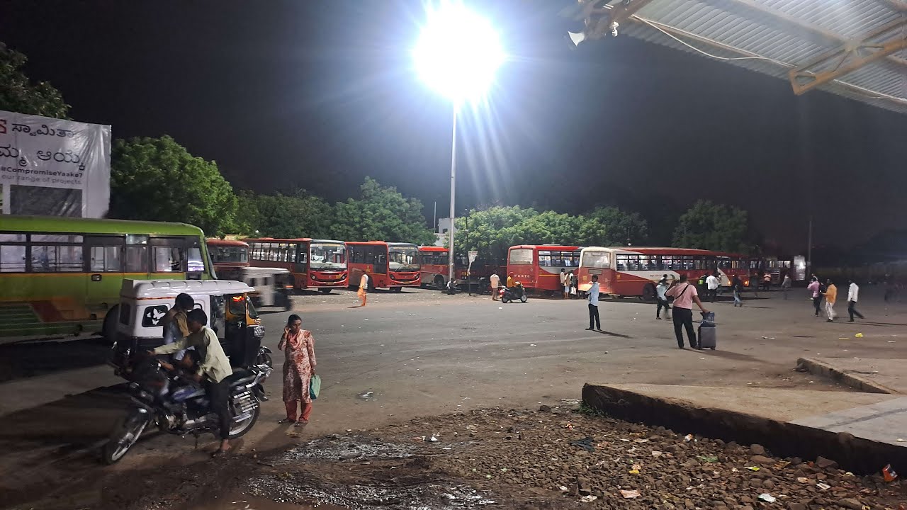 Bijapur Huduga is live bus stand busses at night - YouTube
