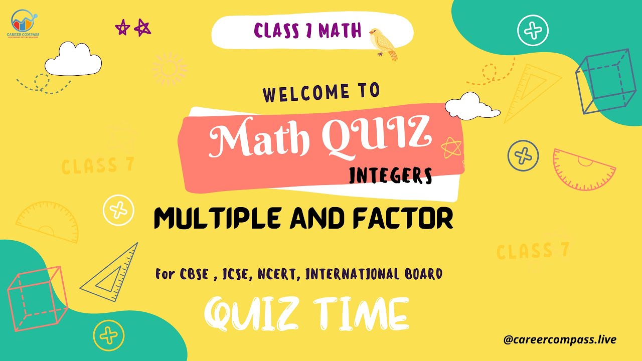 CLASS 7 MATH || INTEGERS || QUIZ || MCQ TYPE || NCERT || ICSC || CBSE ...