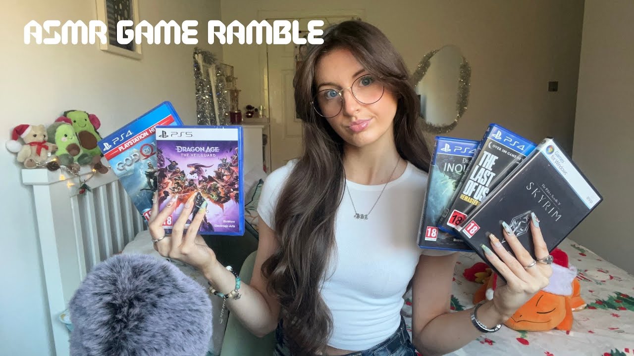 ASMR Game rambles with game case triggers🎮 (sticky tapping, gripping ...